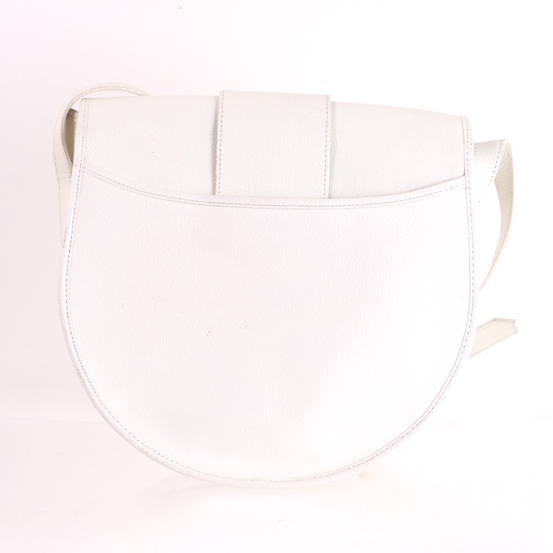 Vintage Yves Saint Laurent Large White Round Leather YSL Shoulder Bag ...