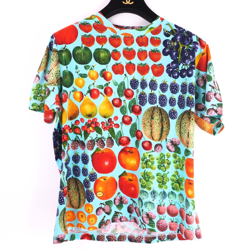 Vintage Gucci Fruits Print Blue Never Worn L Size T-Shirt - Nina Furfur ...