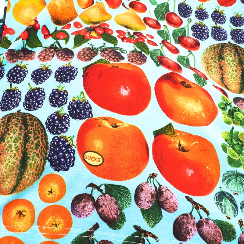 Vintage Gucci Fruits Print Blue Never Worn L Size T-Shirt - Nina Furfur ...