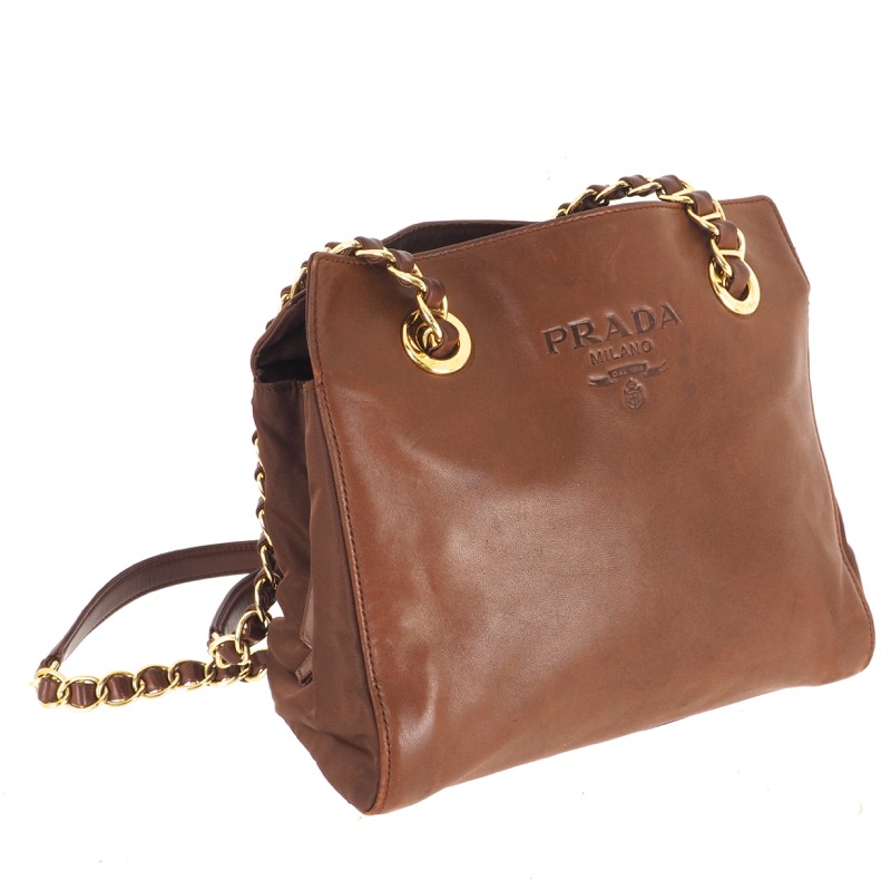 Vintage PRADA Signature Long Chain Soft Leather Shoulder Bag - Nina ...